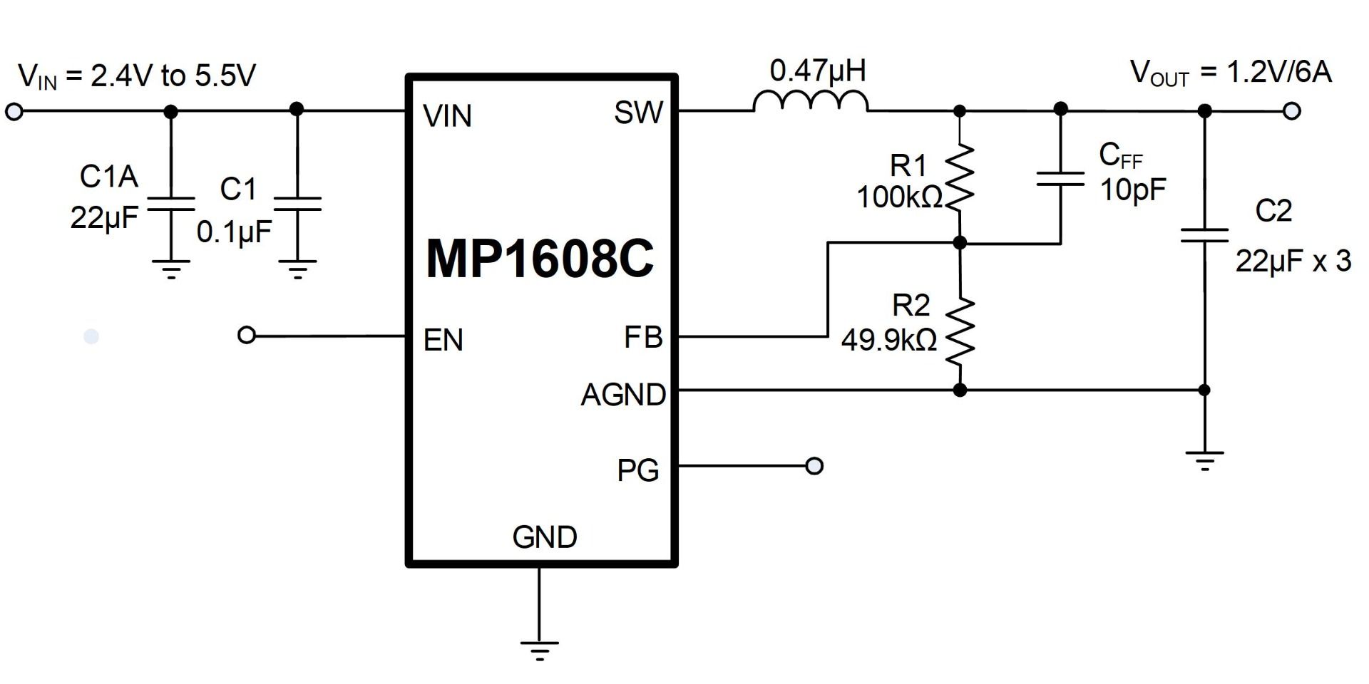 MP1608C | 5.5V, 6A, Synchronous Step-Down Converter with FCCM in an ...