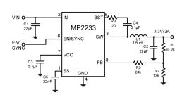 MP2233 | Converters | High Efficiency, 3A, 16V, higher Fsw 1.4MHz, with ...