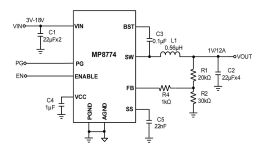 MP8774 | 12A, Wide Input 3V-18V, 700kHz Synchronous Step-down Converter ...